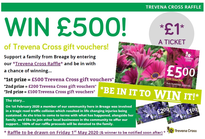 Trevena Cross Raffle Launched Today - Win £500 of gift vouchers